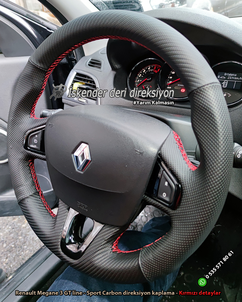 Renault-Megane-3-GT-line-Sport-Carbon-direksiyon-kaplama-Kirmizi ...